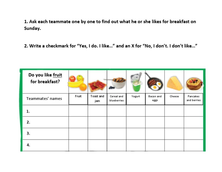 Sunday Breakfast Preferences Survey | PDF
