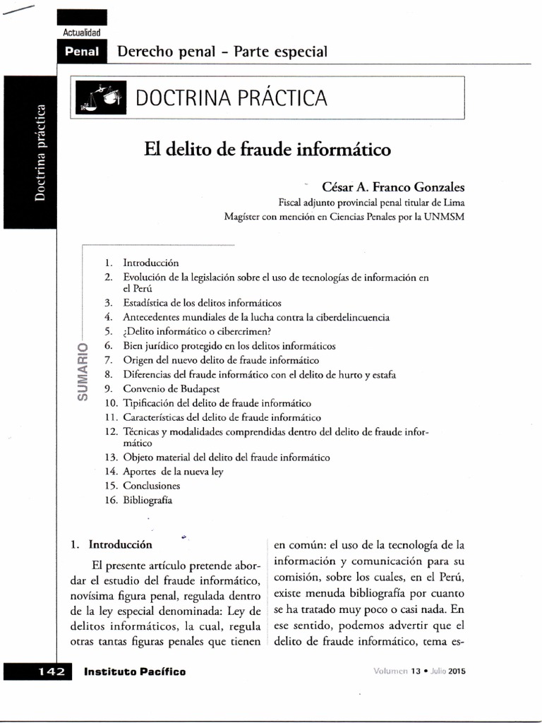 El Delito de Fraude Informatico | PDF | Cibercrimen | Edad de información