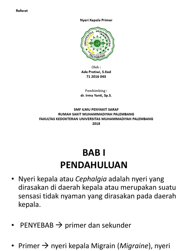Referat Nyeri Kepala Primer Dan PR | PDF