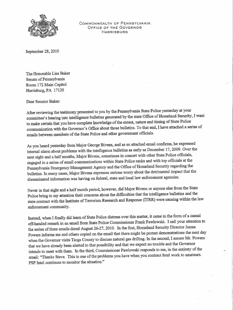 State Police Letter | PDF | Law | Politics