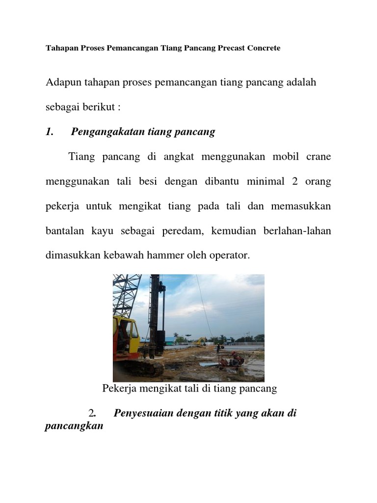 Tahapan Proses Pemancangan Tiang Pancang Precast Concrete | PDF