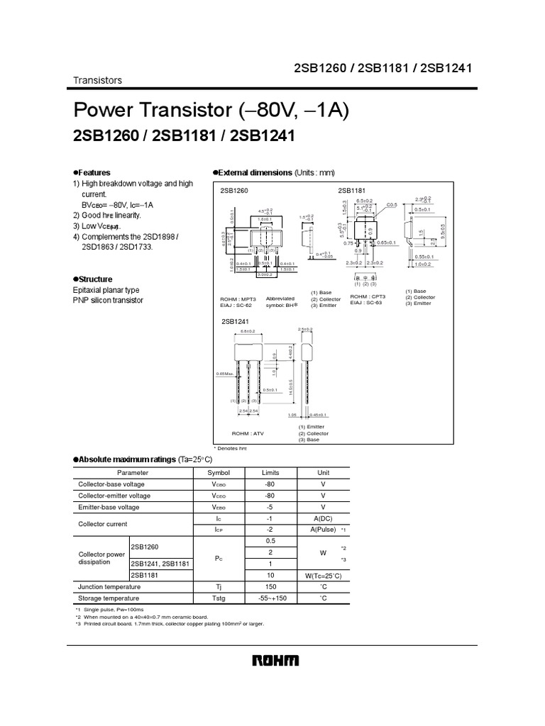 2SB1260 2SB1181 2SB1241 | PDF | Bipolar Junction Transistor ...