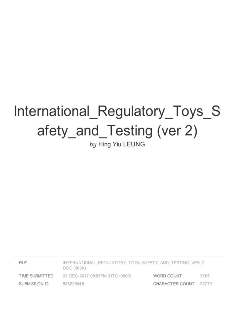 International Regulatory Toys Safety and Testing (Ver 2) | PDF ...