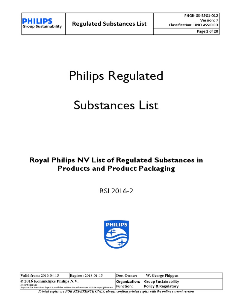 Philips Phthalates List | PDF | Chemistry | Materials