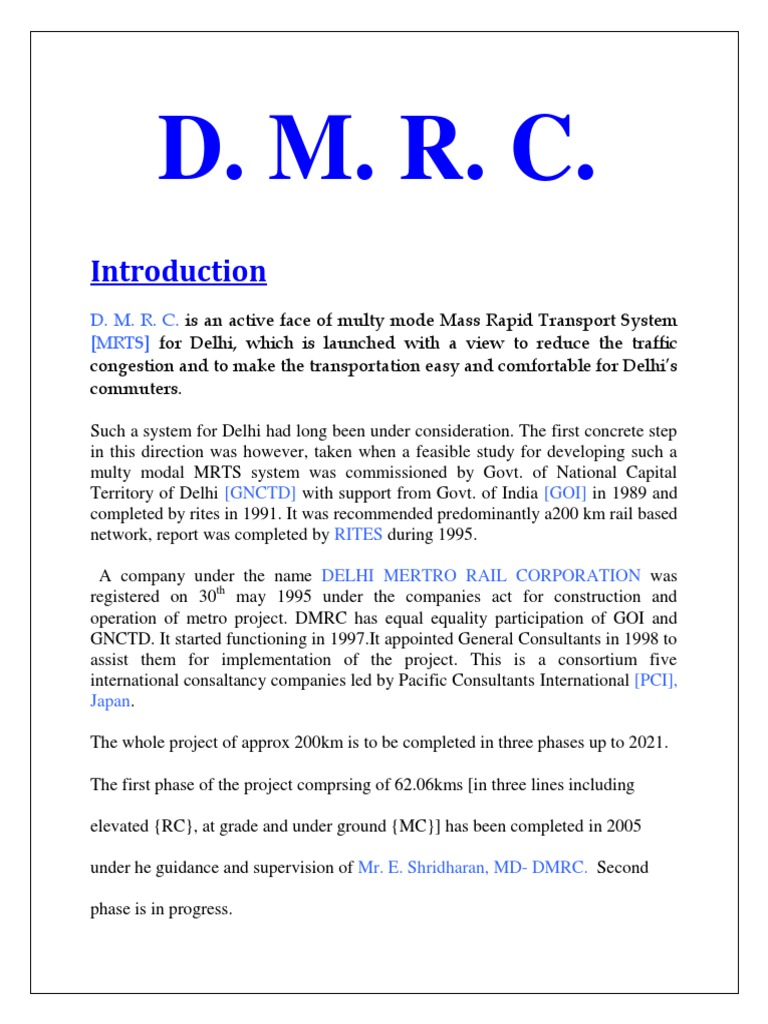 Delhi Metro Rail Project Overview | PDF | Network Topology | Computer ...