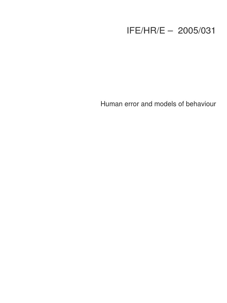 Human Error and Models of Behaviour | PDF | Error | Causality