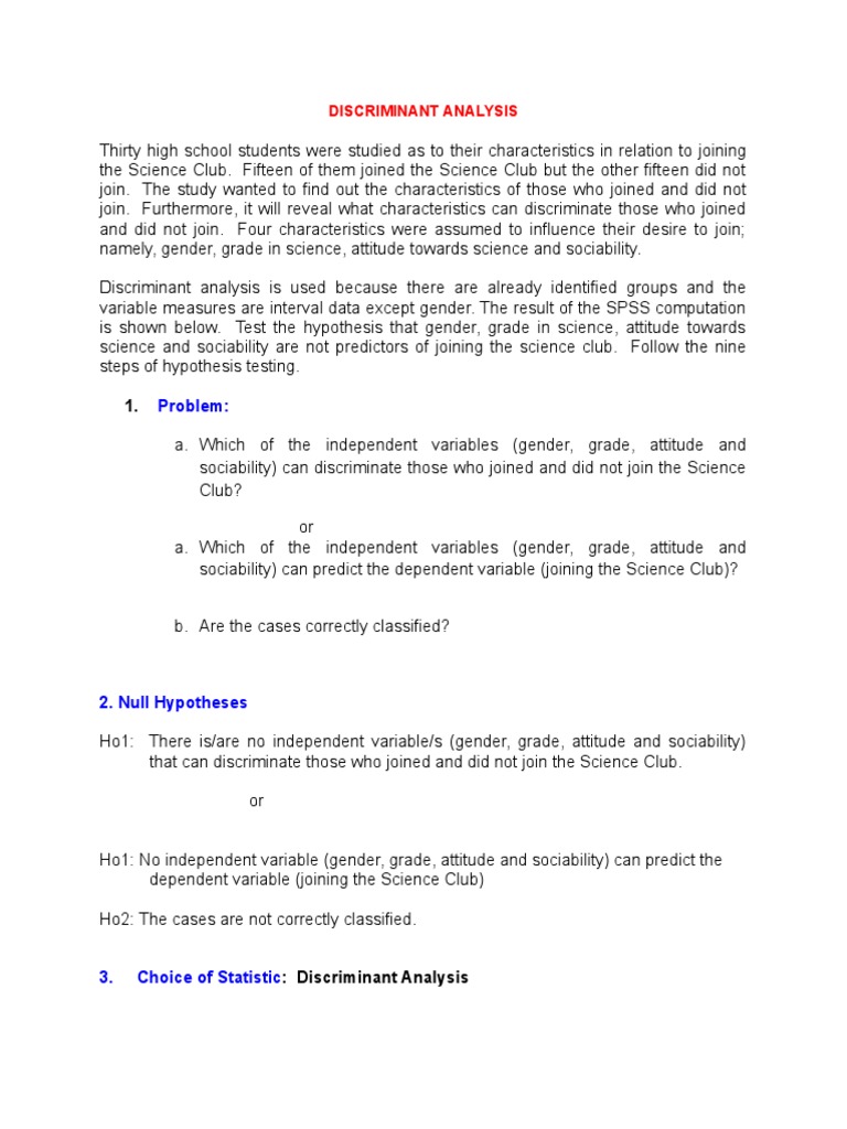 Discriminant Analysis | PDF | Statistical Hypothesis Testing ...