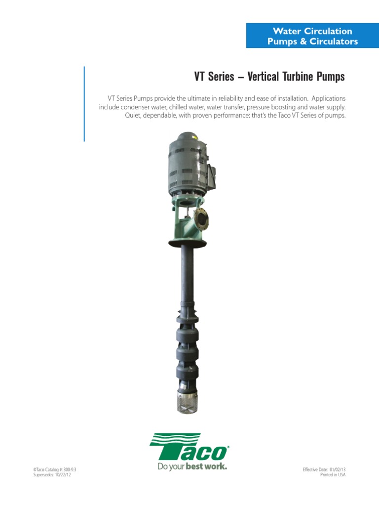 Taco Pump - VT Series - Vertical Turbine Pumps | PDF | Bearing ...