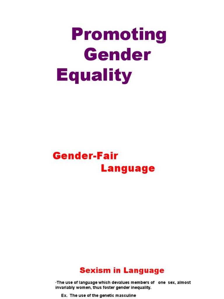 Gender Fair Language | Classroom Management | Gender