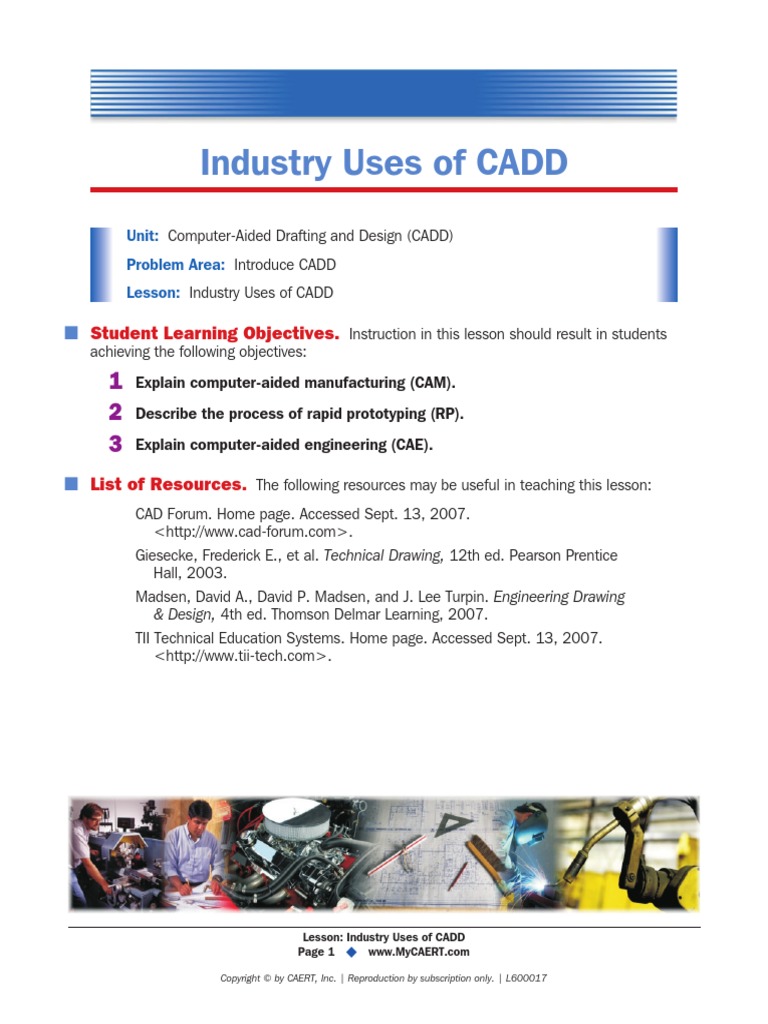 Industry Uses of CADD: Student Learning Objectives | Download Free PDF ...