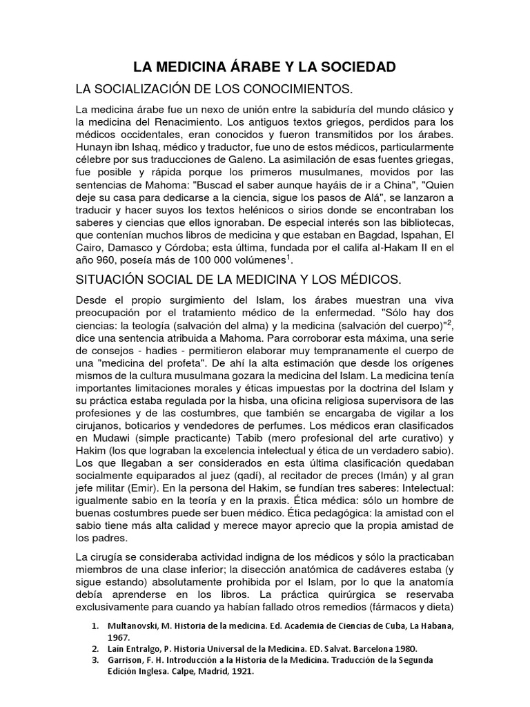 La Medicina Árabe y La Sociedad | Mahoma | Bagdad