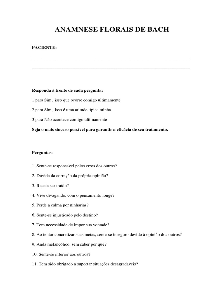 Anamnese Florais de Bach | PDF