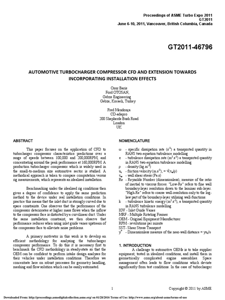Automotive Turbocharger Compressor CFD and Extension Towards ...