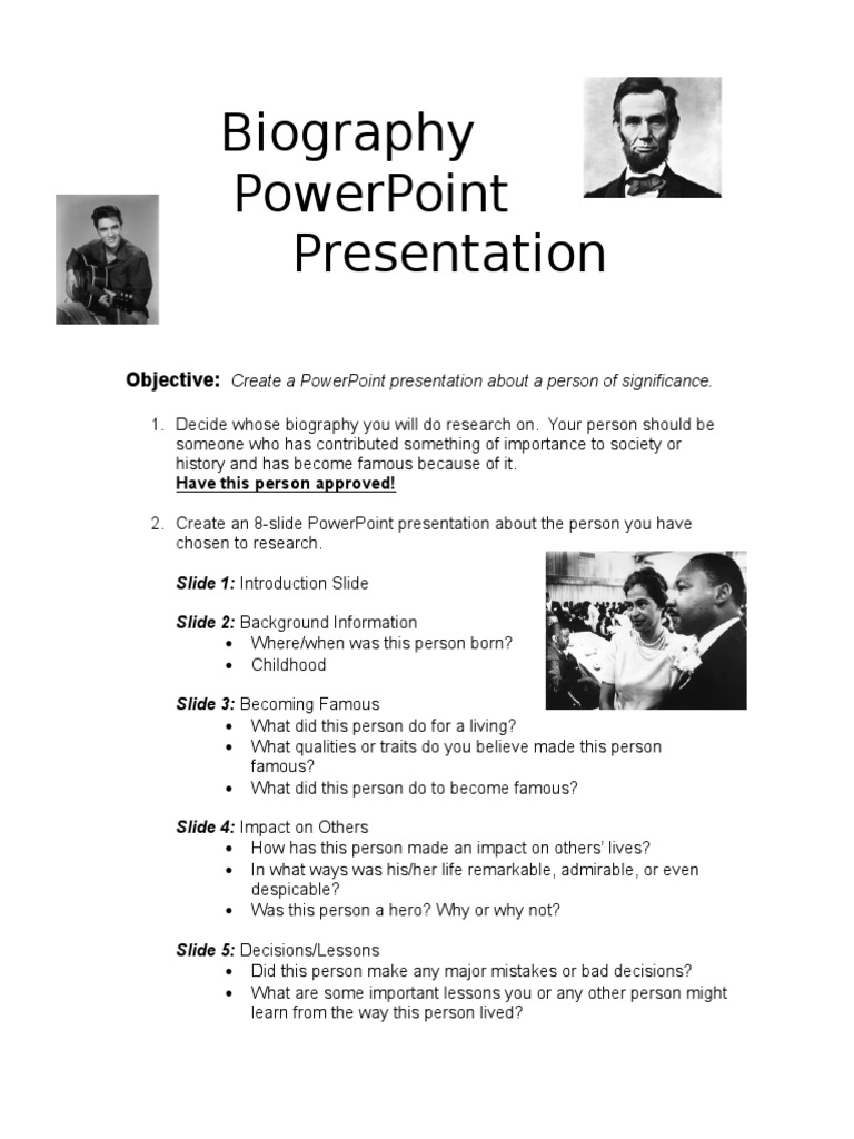 Biography Presentation Guidelines | PDF | Microsoft Power Point ...