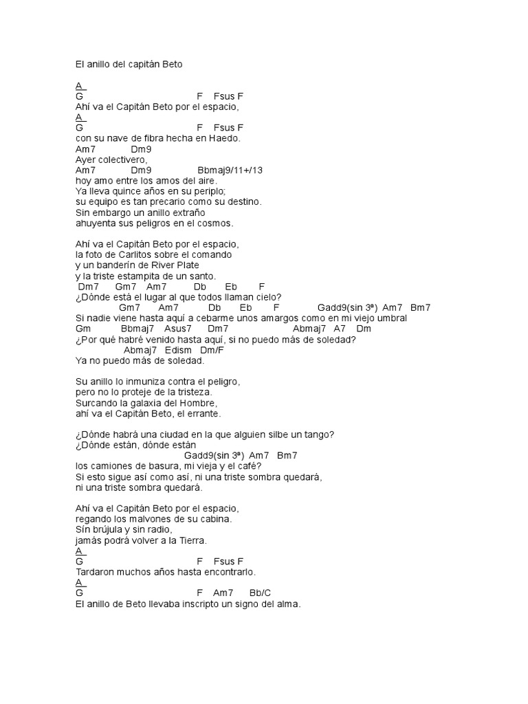 El Anillo Del Capitán Beto en A-Dm | PDF