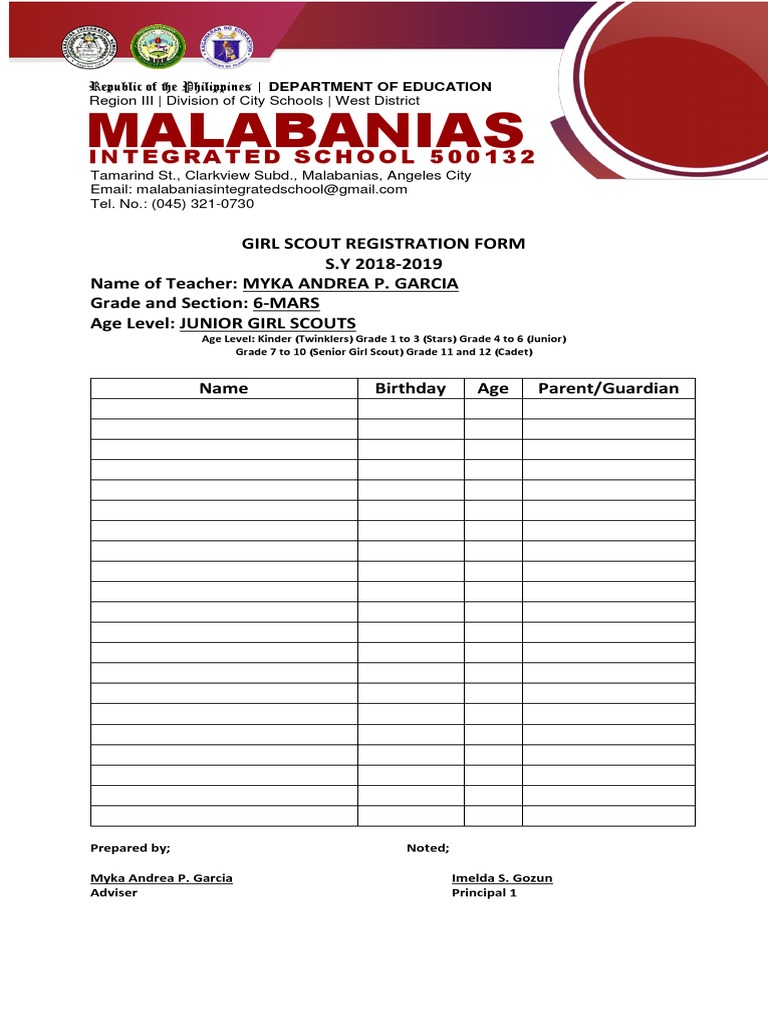 GSP Registration Form S.Y 2018-2019 | PDF | Wellness