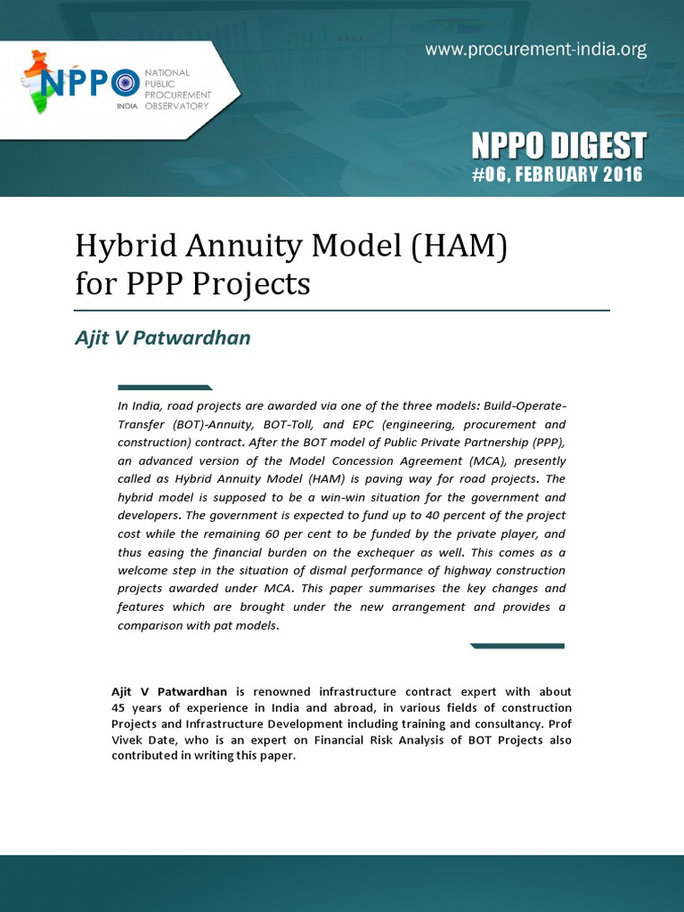 Hybrid Annuity Model For PPP Projects | PDF | Toll Road | Public ...
