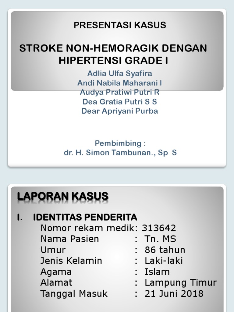 Laporan Kasus Stroke Non Hemoragik | PDF | Sains & Matematika