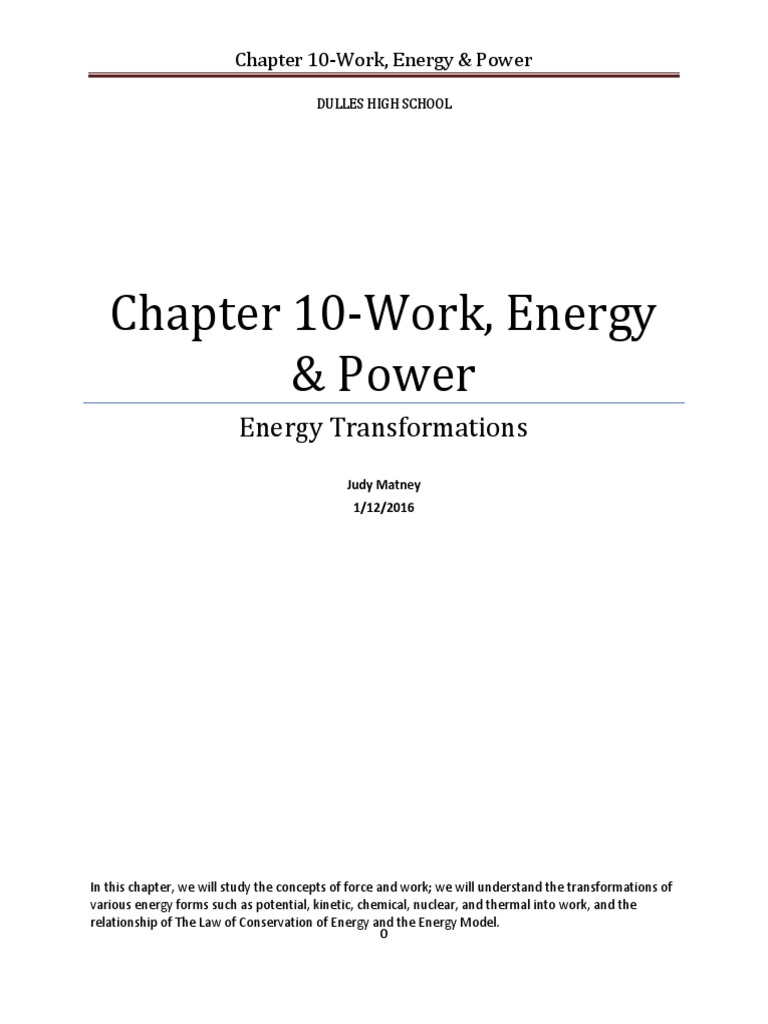Chapter 10-Work Energy and Power | PDF | Potential Energy | Kinetic Energy