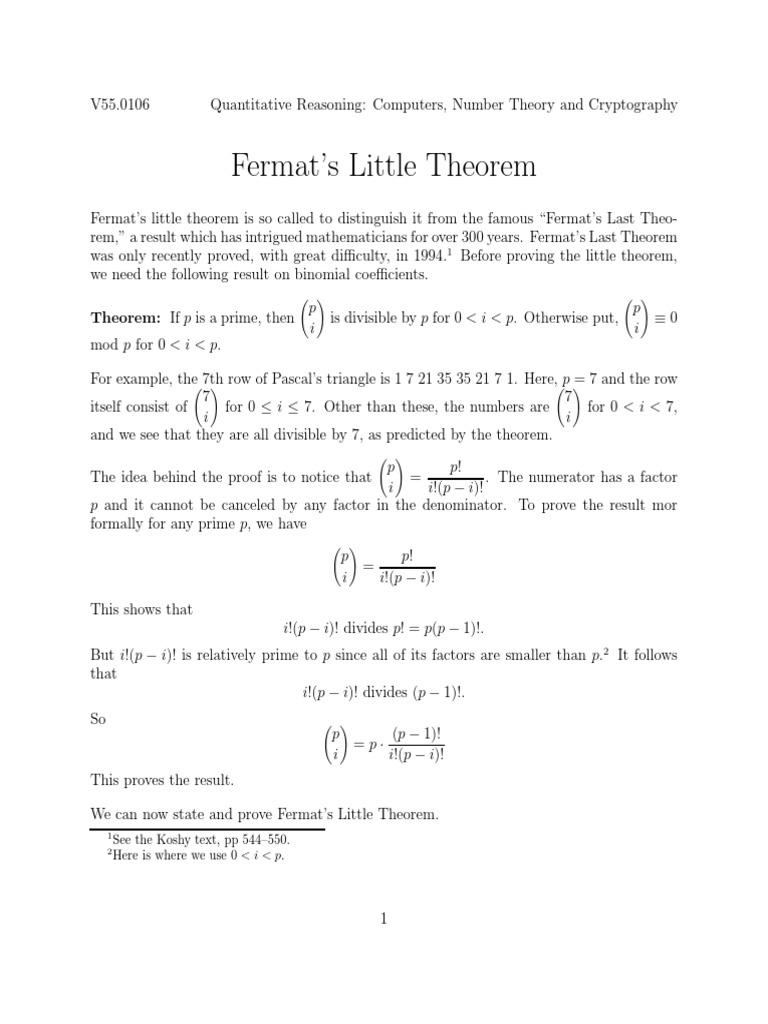 Fermat Little Theorem | Exponentiation | Theorem