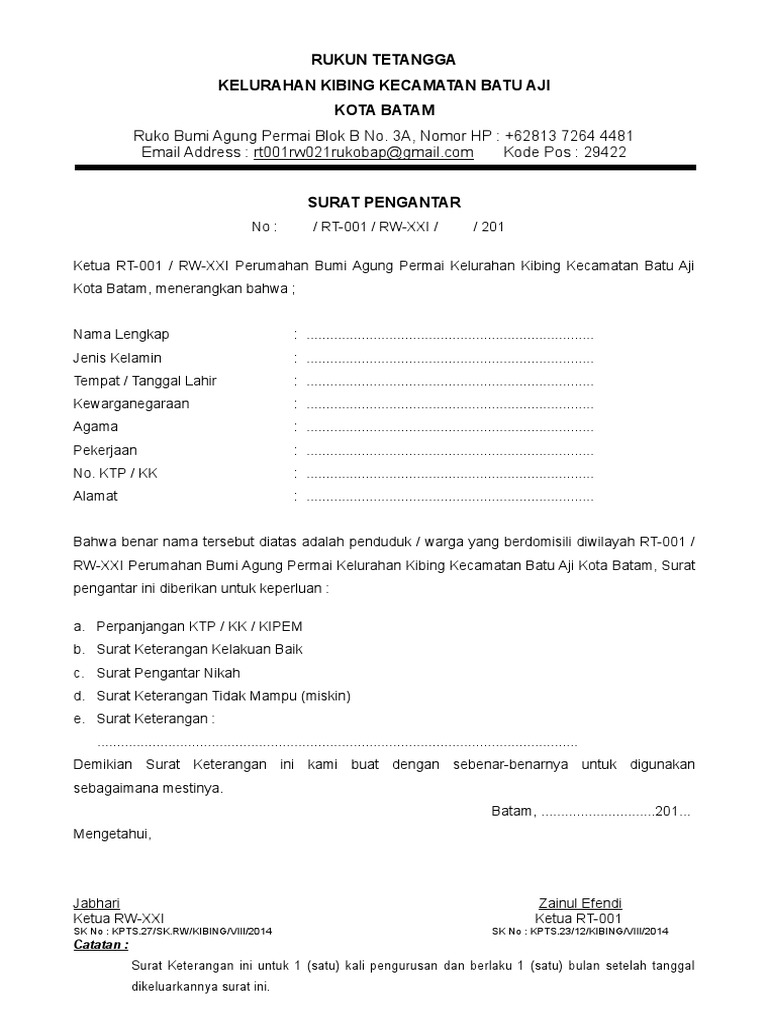 Kop Surat RT 003 | PDF