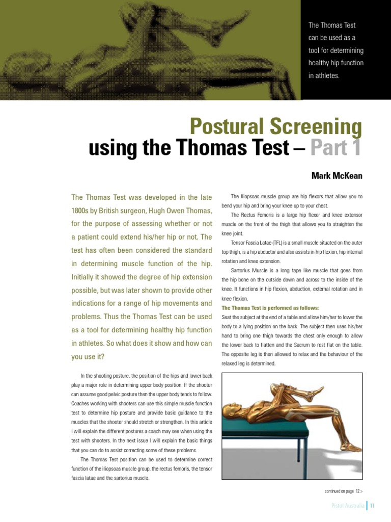 Thomas Test for Hip Function in Athletes | PDF | Anatomical Terms Of ...