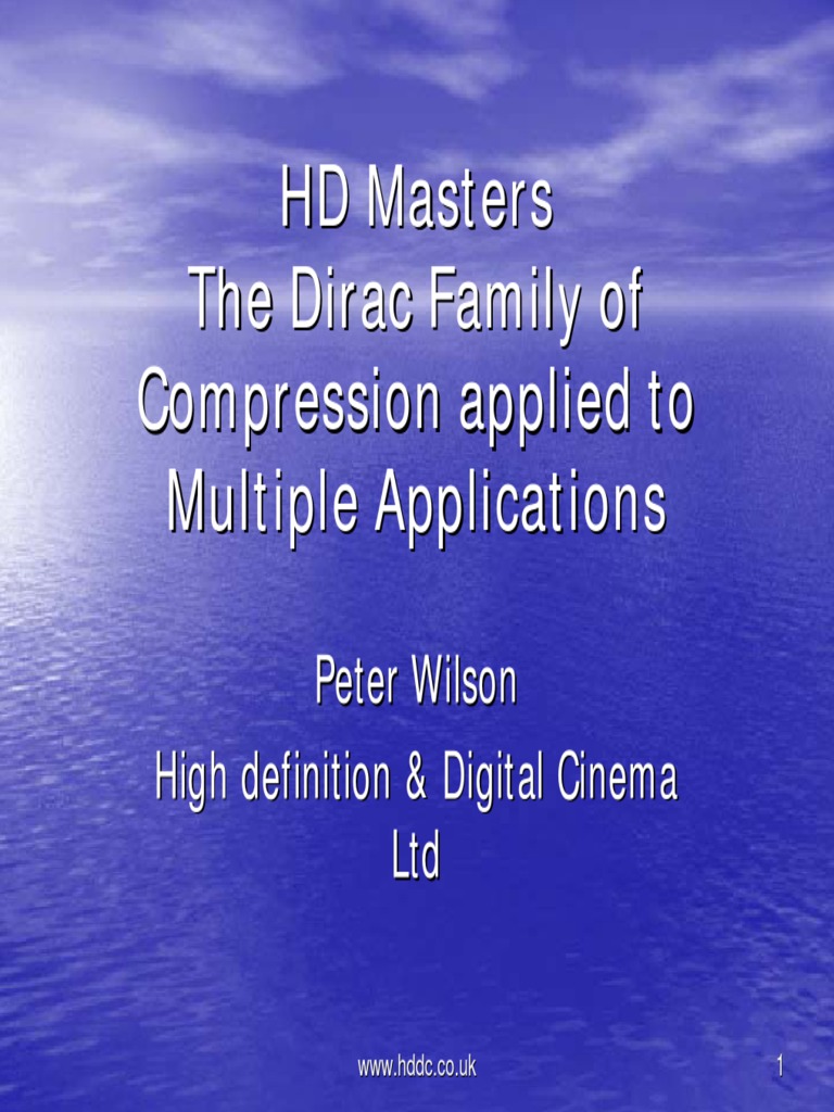 The Dirac Family of Compression | PDF | Wavelet | Data Compression