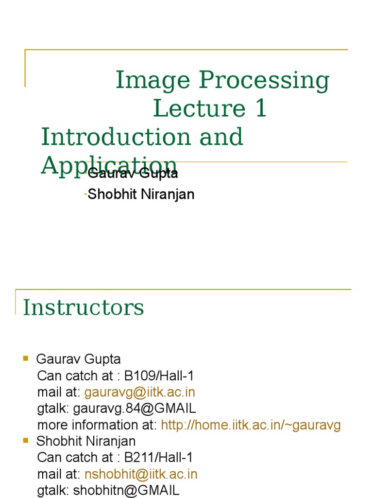 Image Processing Introduction and Application: Gaurav Gupta Shobhit Niranjan | PDF | Fingerprint ...