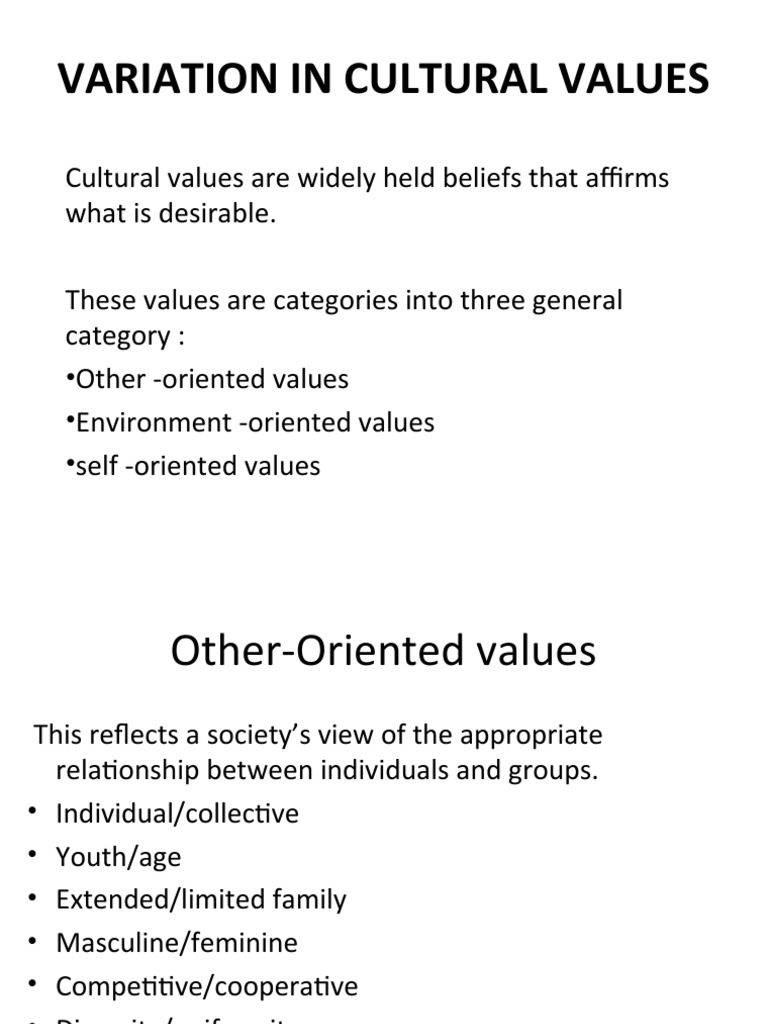 Other Oriented Values | PDF