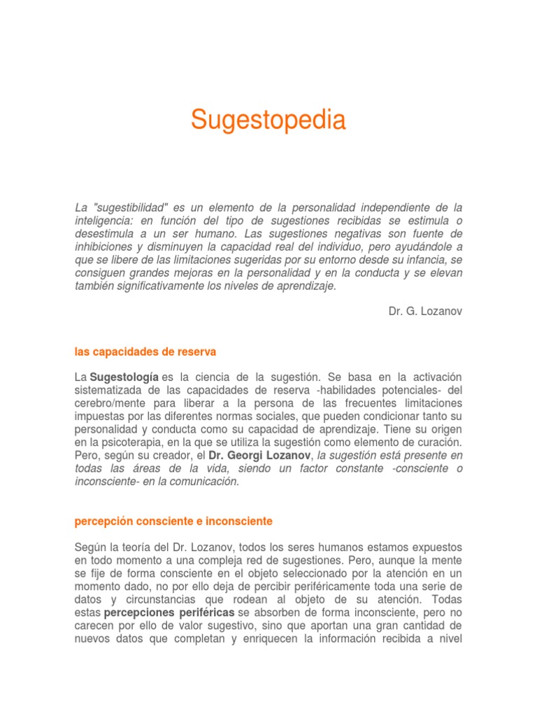 Sugestopedia | PDF | Mente | Percepción