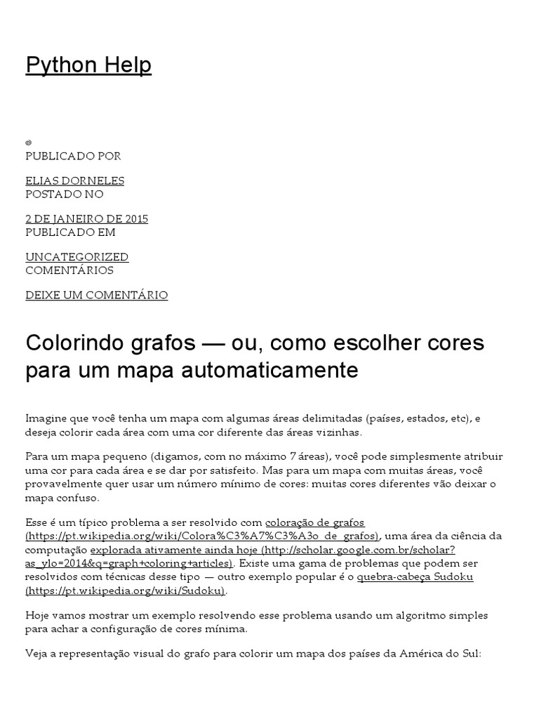 Colorindo Grafos - Ou, Como Escolher Cores para Um Mapa Automaticamente ...