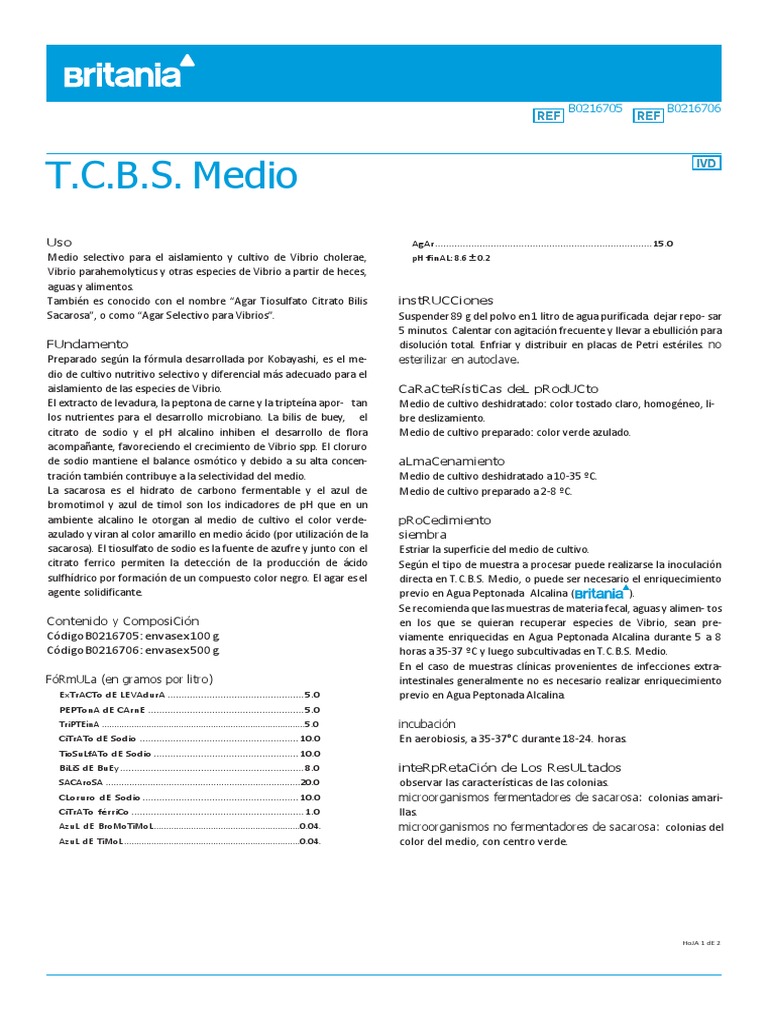 Agar TCBS | PDF | Microbiología | Salud y bienestar