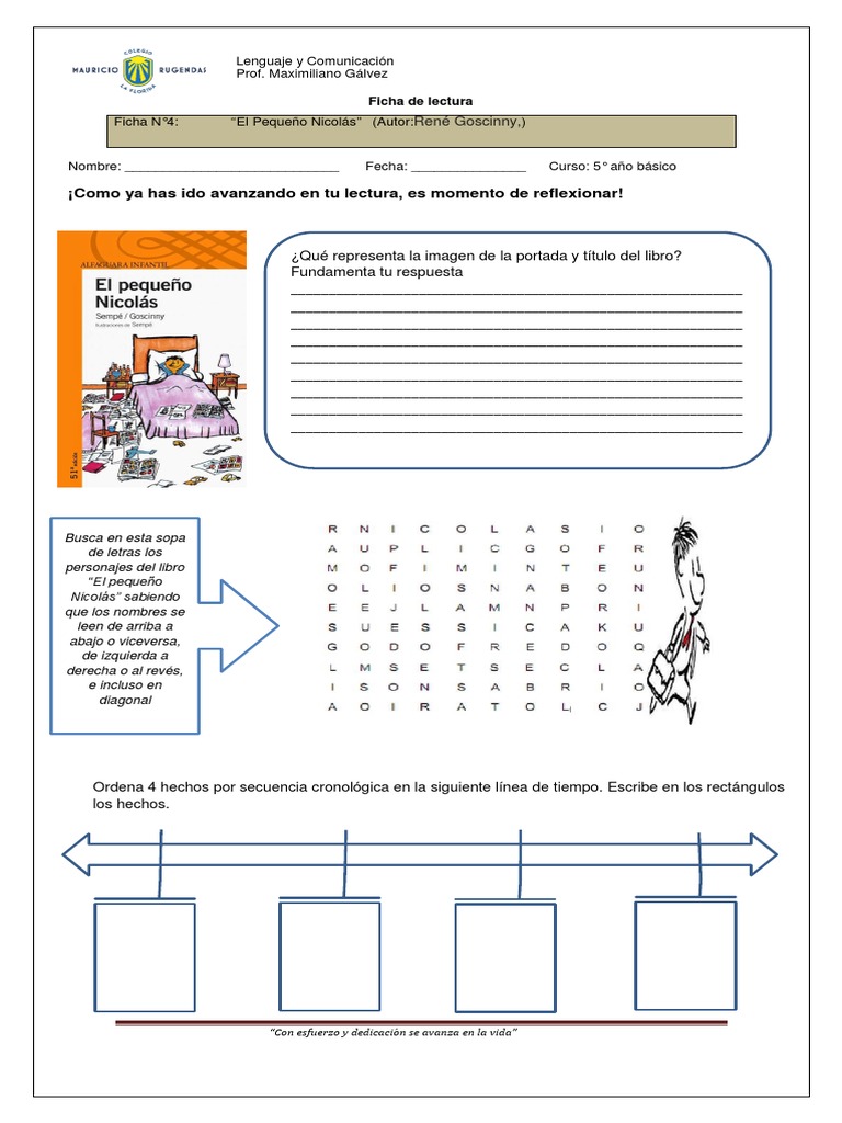 Ficha de Lectura Pequeño Nicolás | PDF