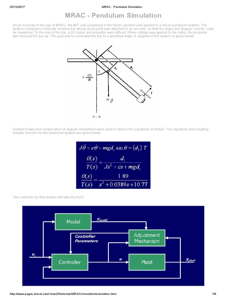 MRAC - Pendulum Simulation | PDF | Control Theory | Electrical Engineering