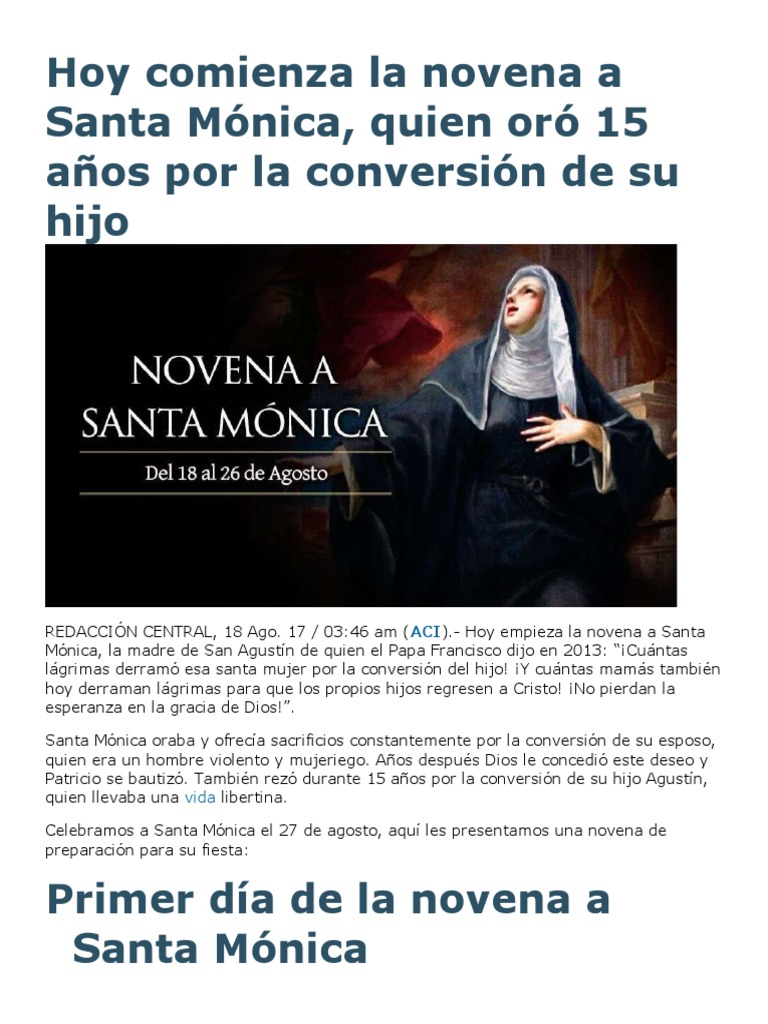 Novena a Santa Mónica: Día 1 | PDF | Oración | Cristo (título)