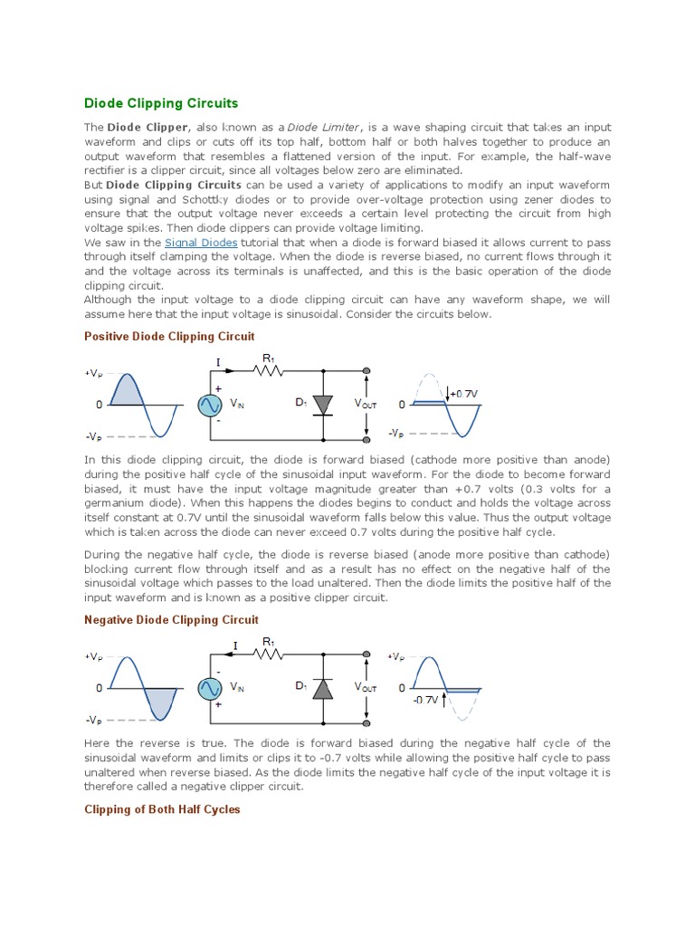 Diode Clipping Circuits | PDF | Diode | P–N Junction
