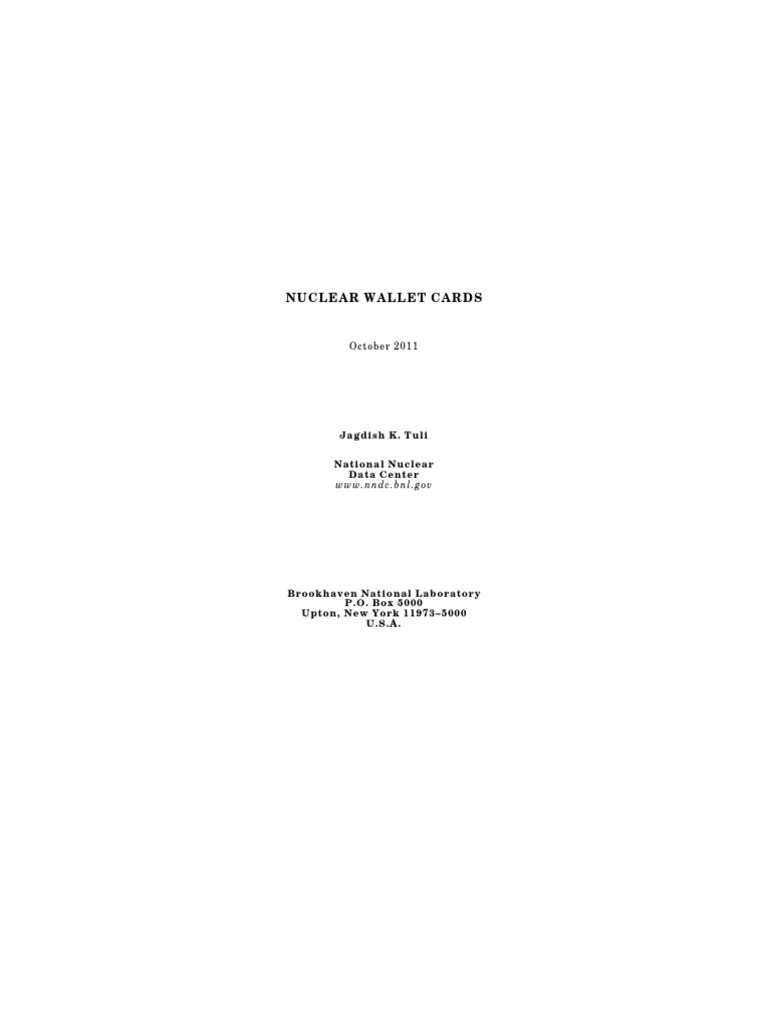 Nuclear Wallet Cards Overview 2011 | PDF | Radioactive Decay | Isotope