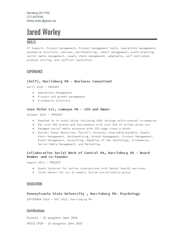 Jared Worley Resume Pdf