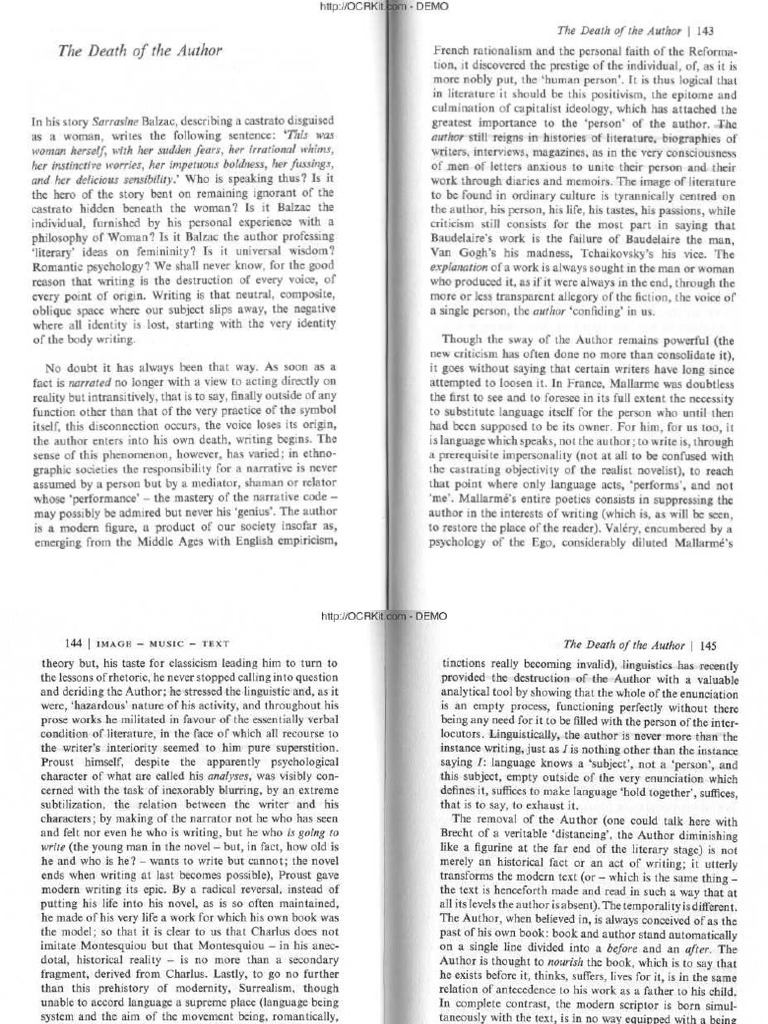 Barthes Death1 | PDF