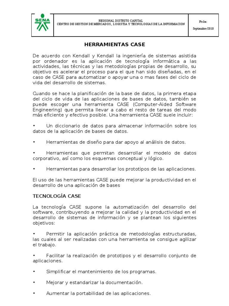 4 - Herramientas Case 1 | PDF | Evaluación del ciclo de vida | Software