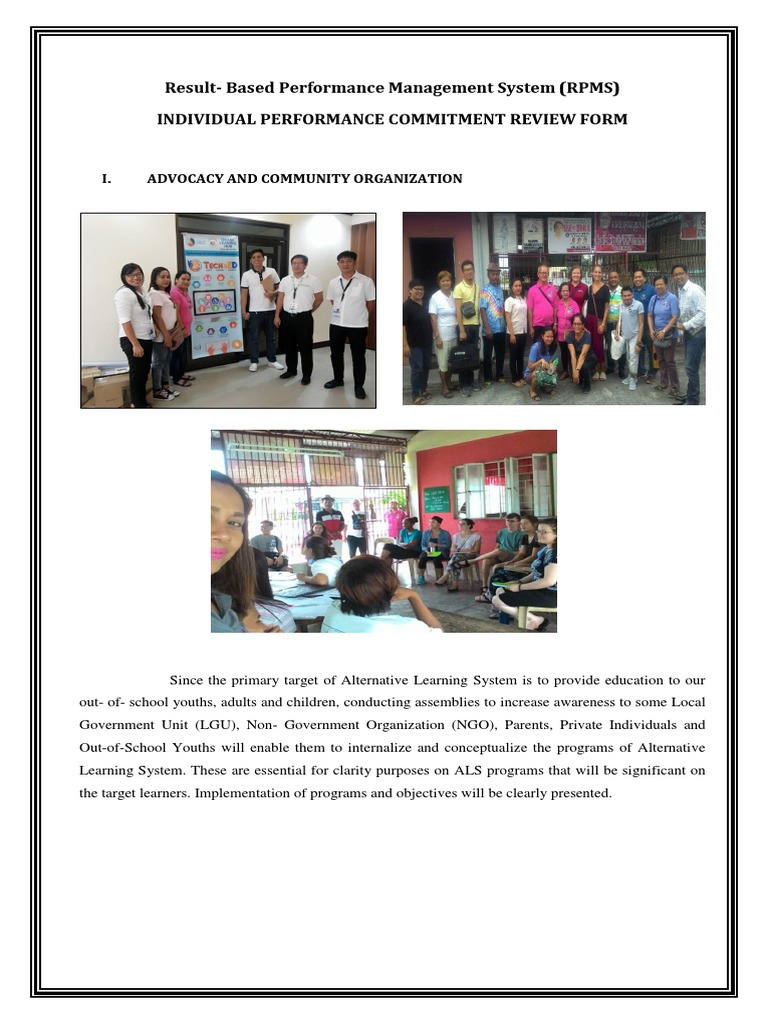 Result-Based Performance Management System (RPMS) Individual ...