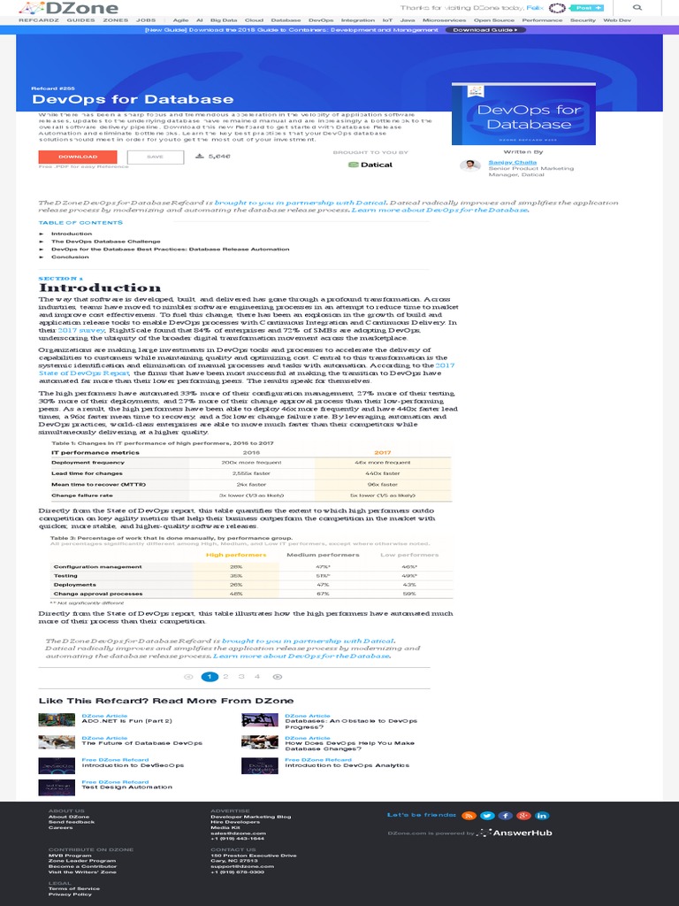 DevOps For Database - DZone - Refcardz | PDF | Intellectual Works ...
