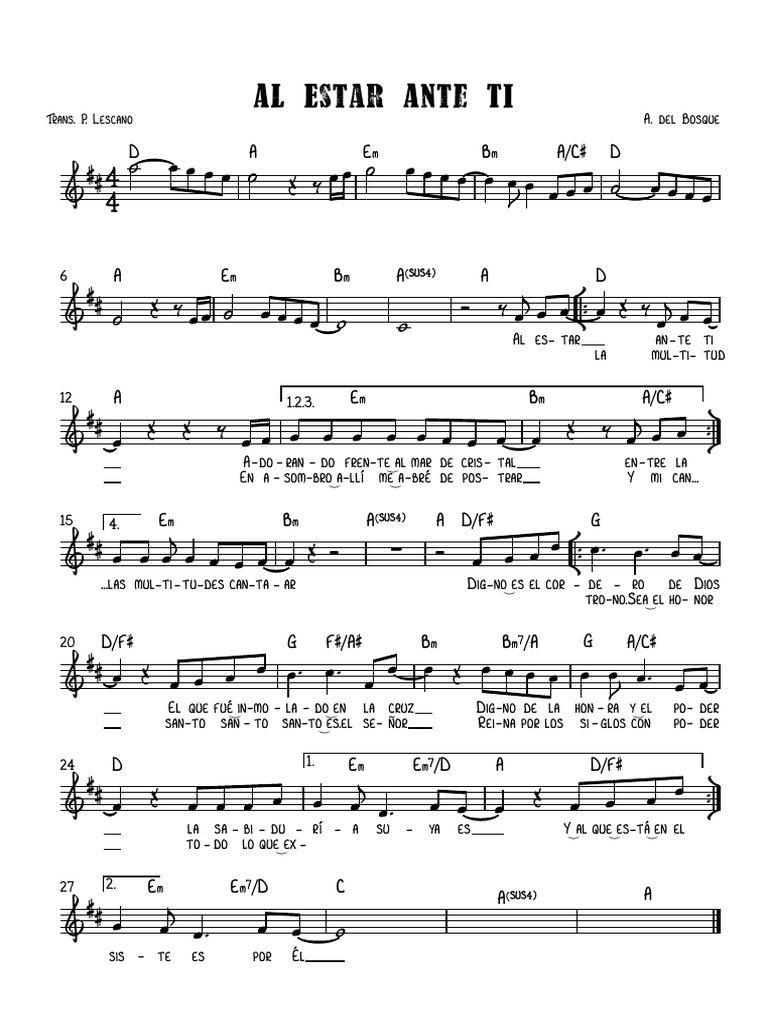 Al Estar Ante Ti - Alejandro Del Bsque - Partitura Completa