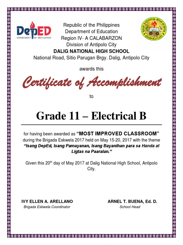 Brigada Awardee Cert | PDF