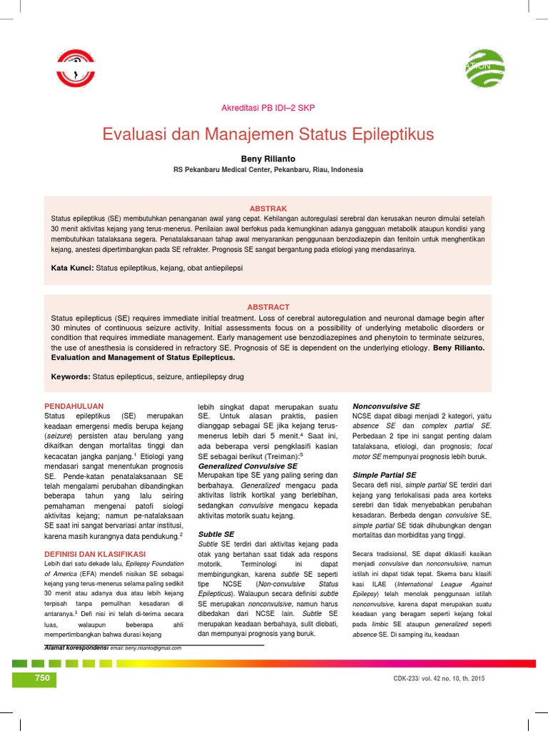 10 - 233CME-Evaluasi Dan Manajemen Status Epileptikus | PDF