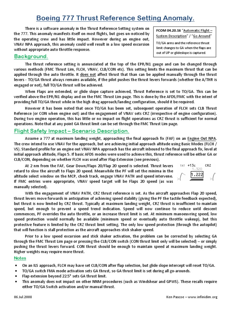 B777 Thrust Reference Anomaly Brief | PDF | Flap (Aeronautics) | Thrust