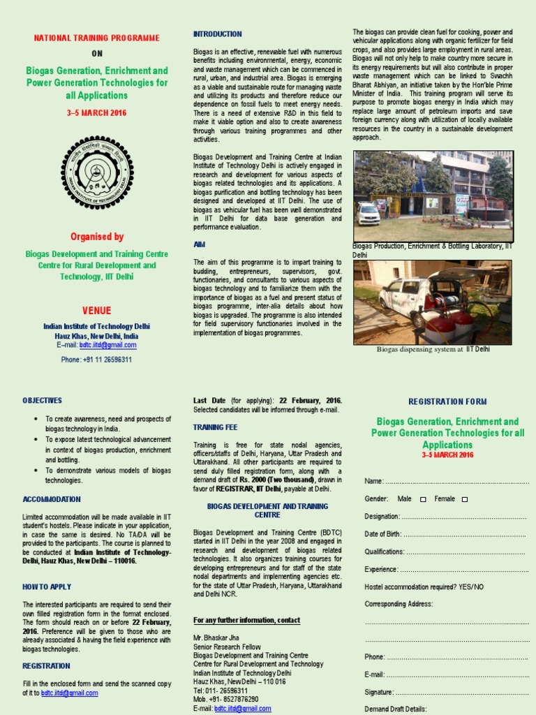 National Training Programme - BDTC - IIT Delhi | PDF | Biogas ...