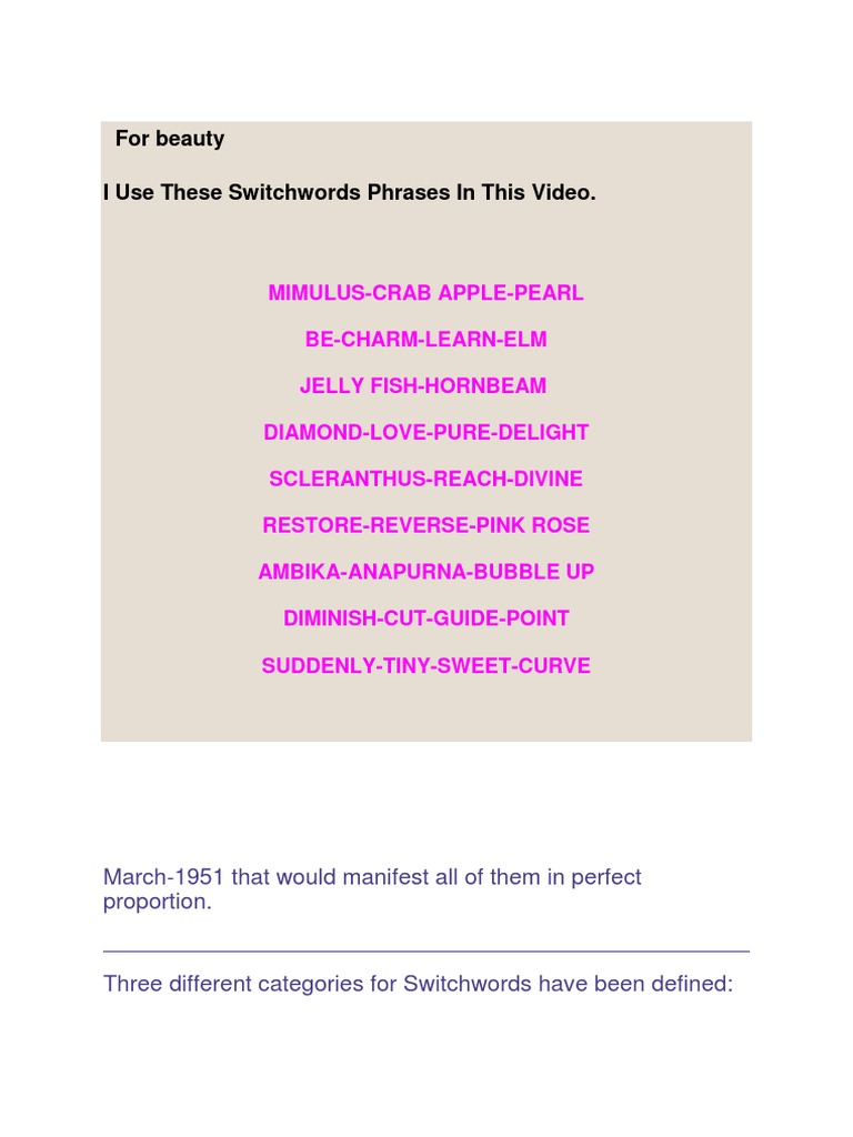 Switch Words | PDF | Attention | Consciousness