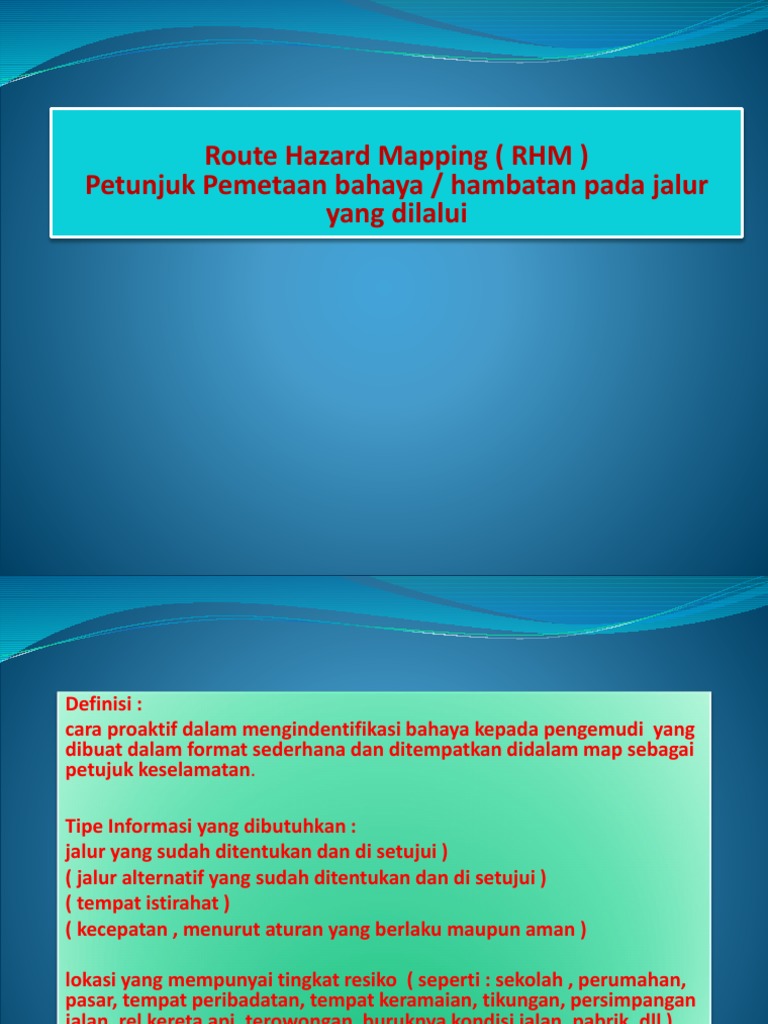 Route Hazard Mapping Guideline in Bahasa | PDF