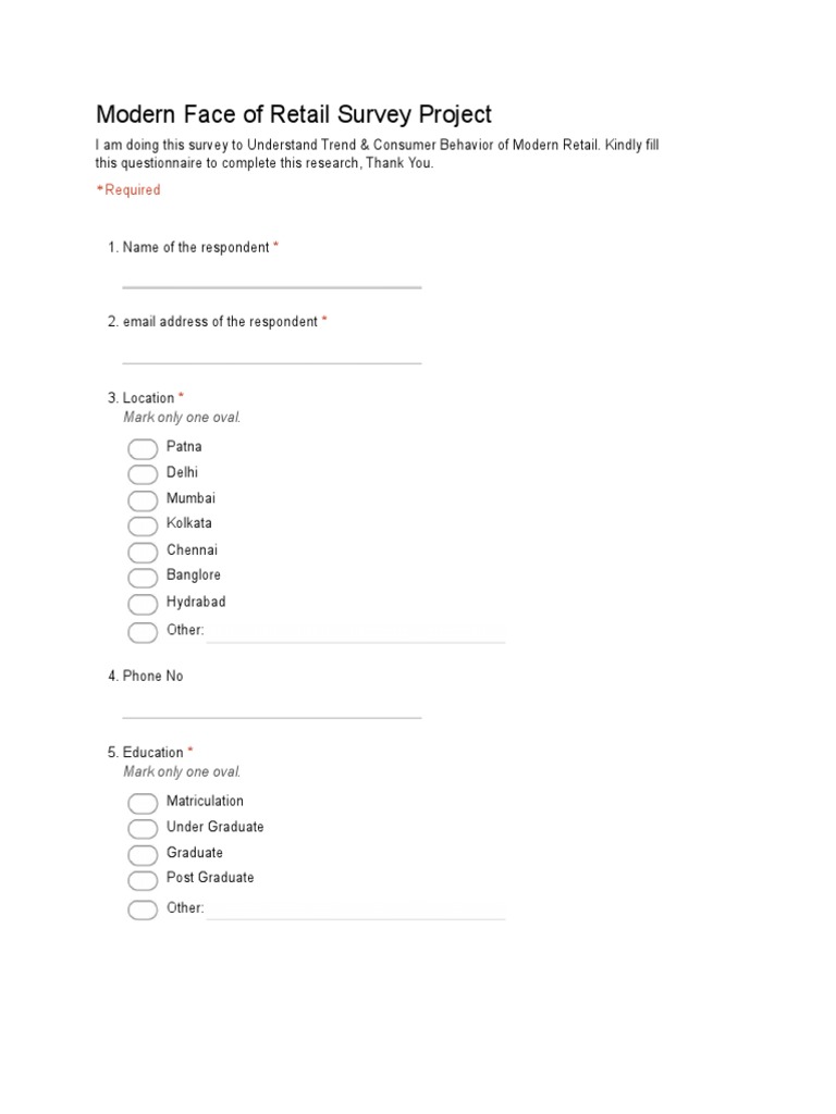 Modern Face of Retail Survey - Google Forms | PDF | Retail | Brand